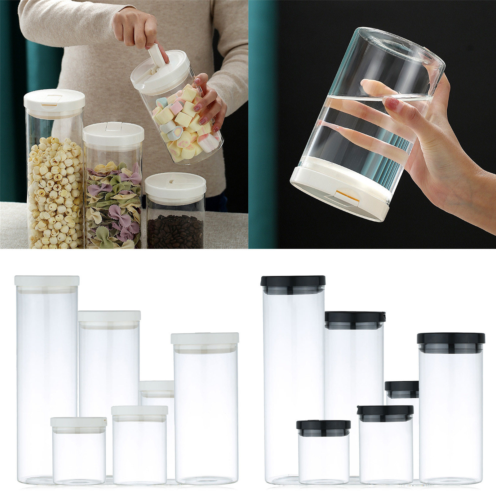 Airtight Glass Sealing Jar with Lid Keep Contents Fresh Multipurpose ...